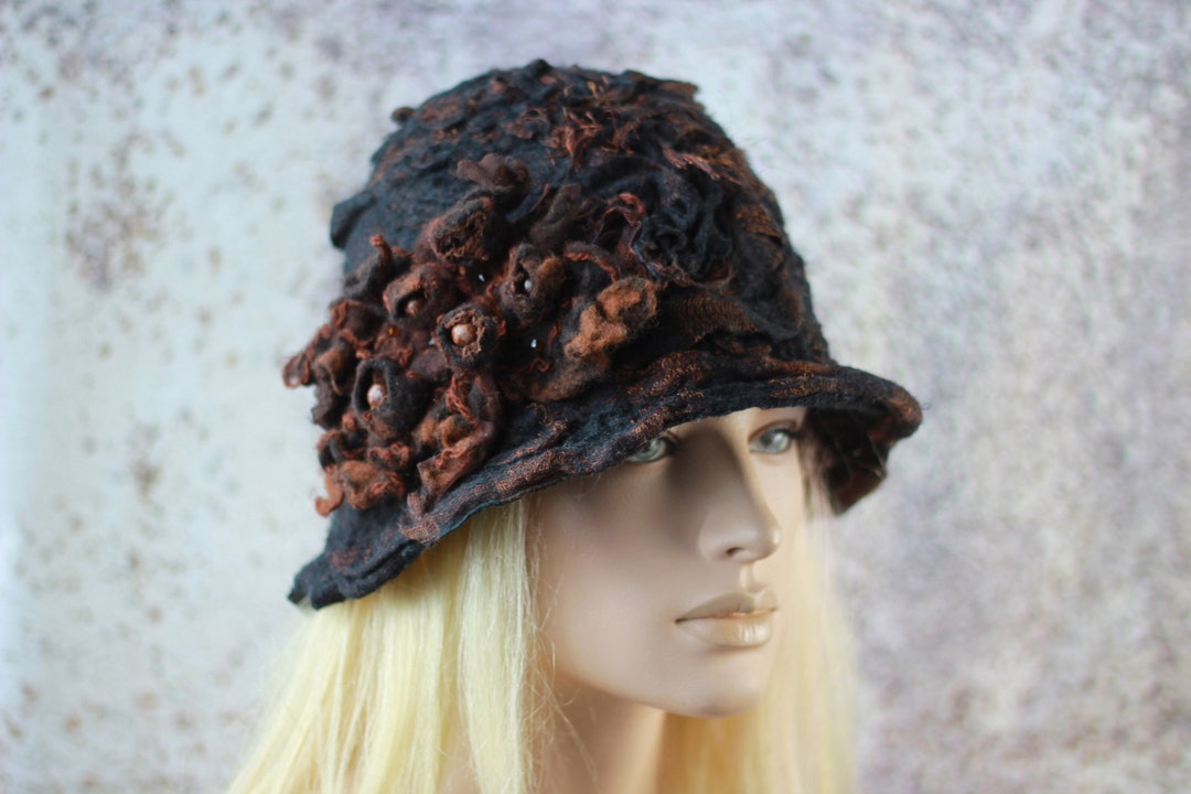 Brown Cloche Hat, Felt Hat Women, Vintage Style Hats for Women, Retro ...