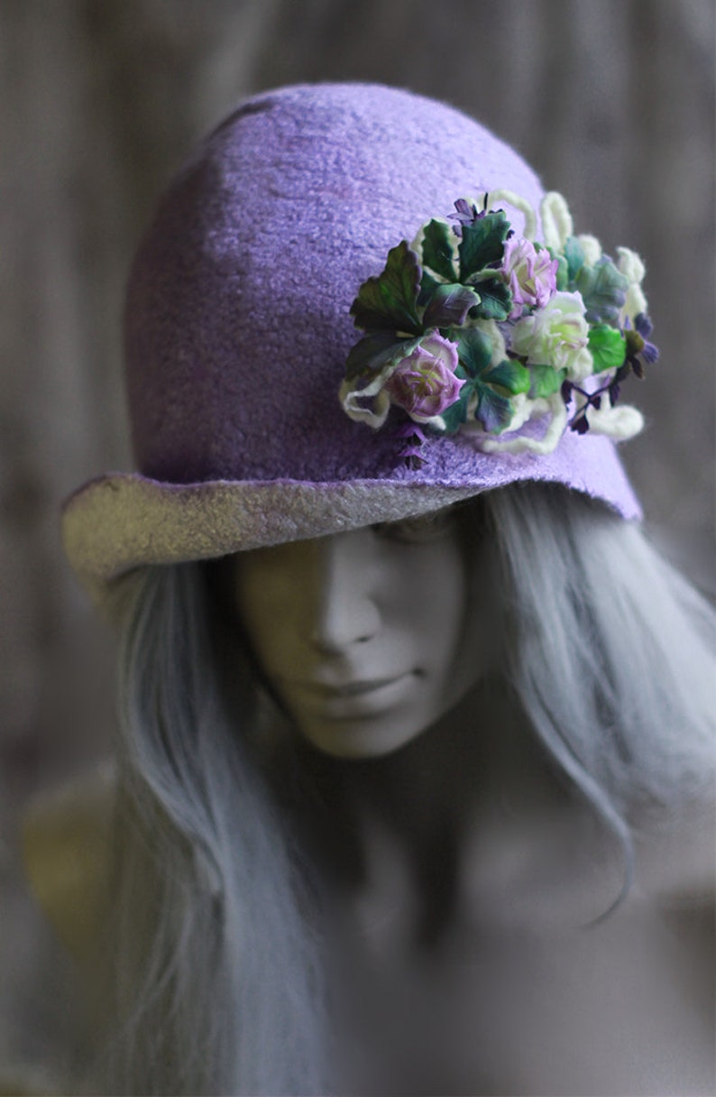 Lilac Cloche Hat, Felt Hat Women ,vintage Style Hats for Women, Retro ...