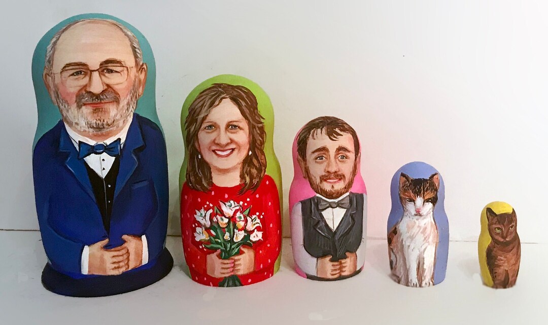 Portrait 5-dolls Nesting Set/custom Portrait Dolls/family Nesting Doll ...