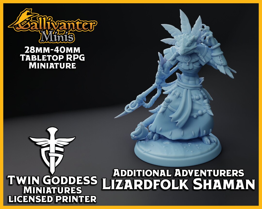 Lizardfolk Shaman Twin Goddess Miniatures: Additional Adventurers 28mm ...