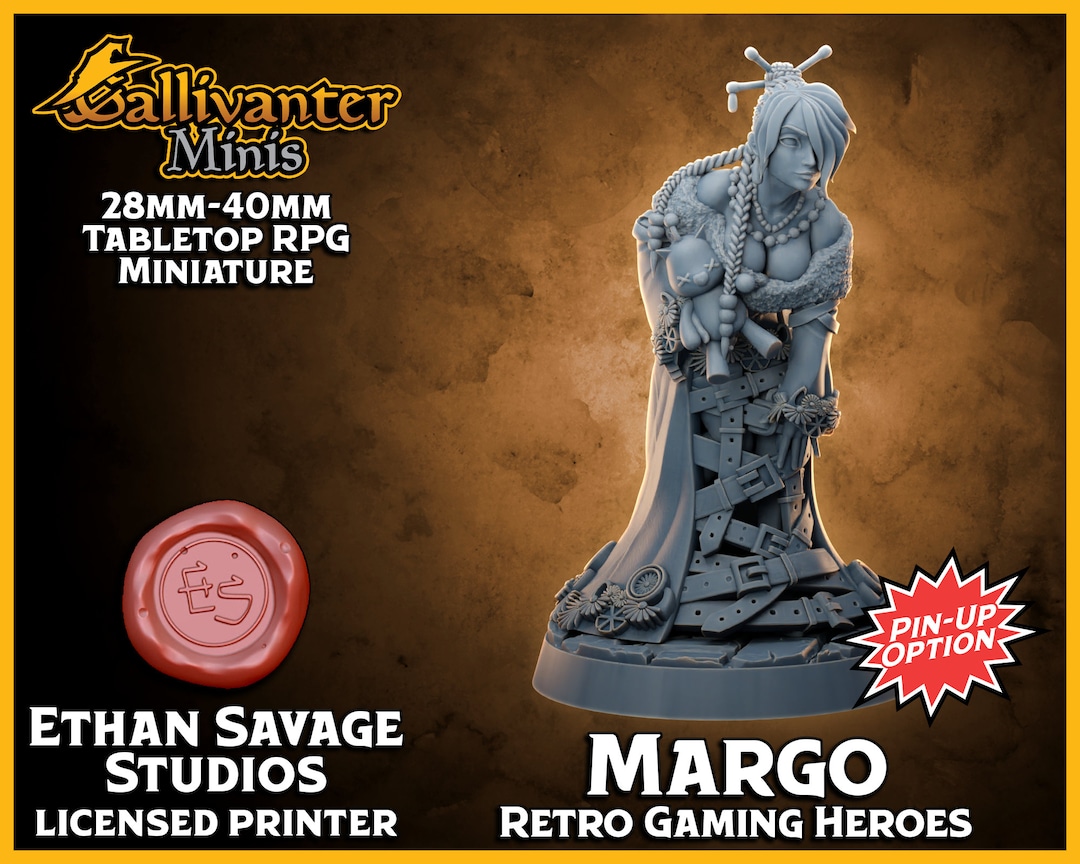 Margo, the Guardian W/ Pin-up Option Ethan Savage Studios: Retro Gaming Heroes 28mm 32mm 35mm ...