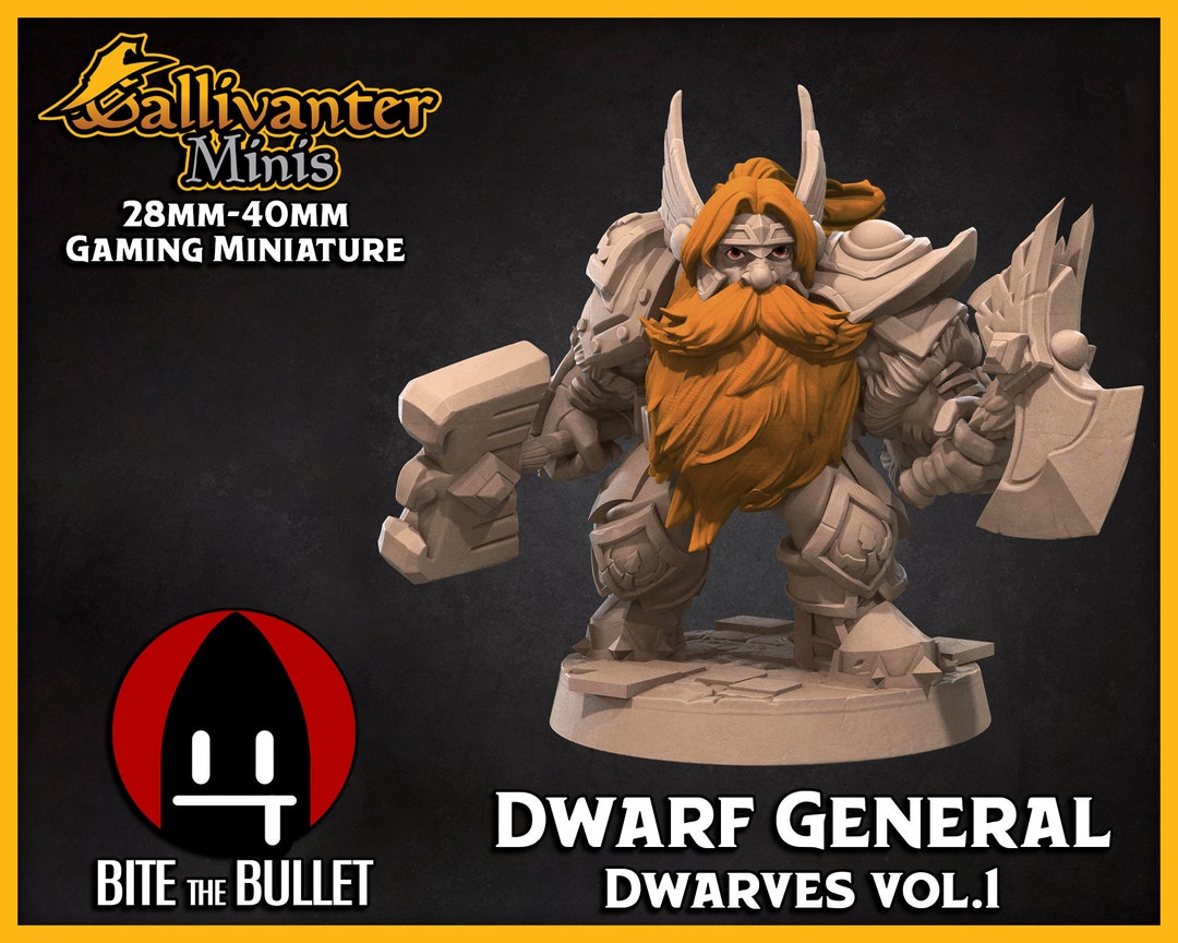 Dwarf General Bite the Bullet: Dwarves Vol.1 28mm 32mm 35mm 40mm Resin ...