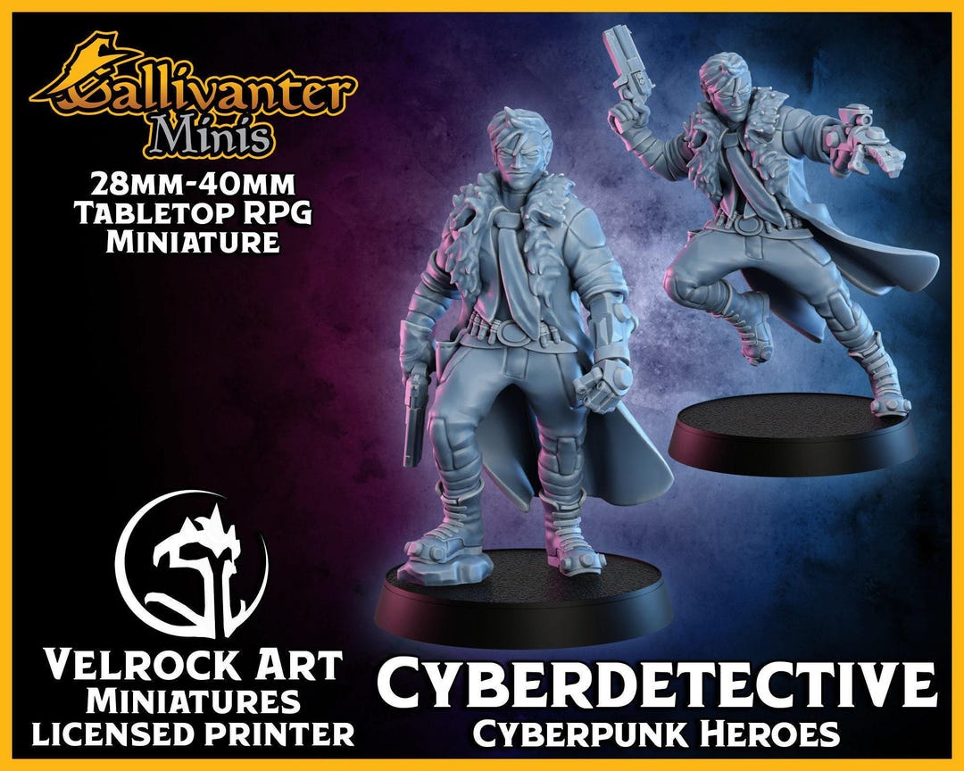 Cyberdetective | Velrock Art Miniatures: Cyberpunk Heroes Vol.01 | 28mm ...
