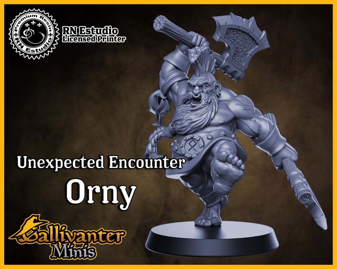 Orny, Dwarf Barbarian Fighter RN Estudio: Unexpected Encounter 28mm 32mm Dnd Pathfinder Resin ...