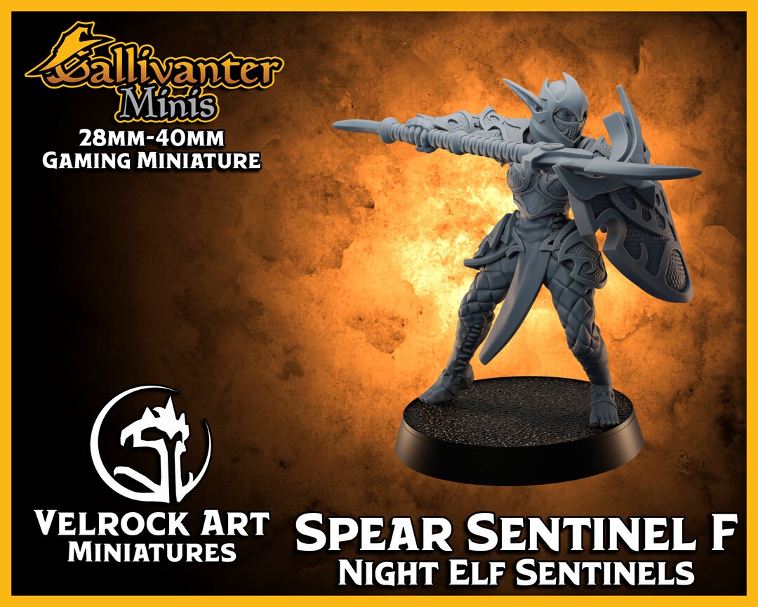 Spear Sentinel, Female | Velrock Art Miniatures: Night Elf Sentinels ...