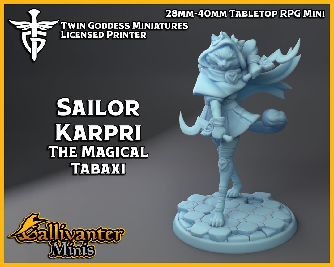 Sailor Karpri, the Tabaxi Senshi Twin Goddess Miniatures: Magical Girls ...