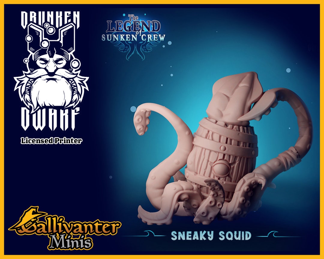 Sneaky Squid Drunken Dwarf the Legend of Sunken Crew 28mm 32mm Dnd ...