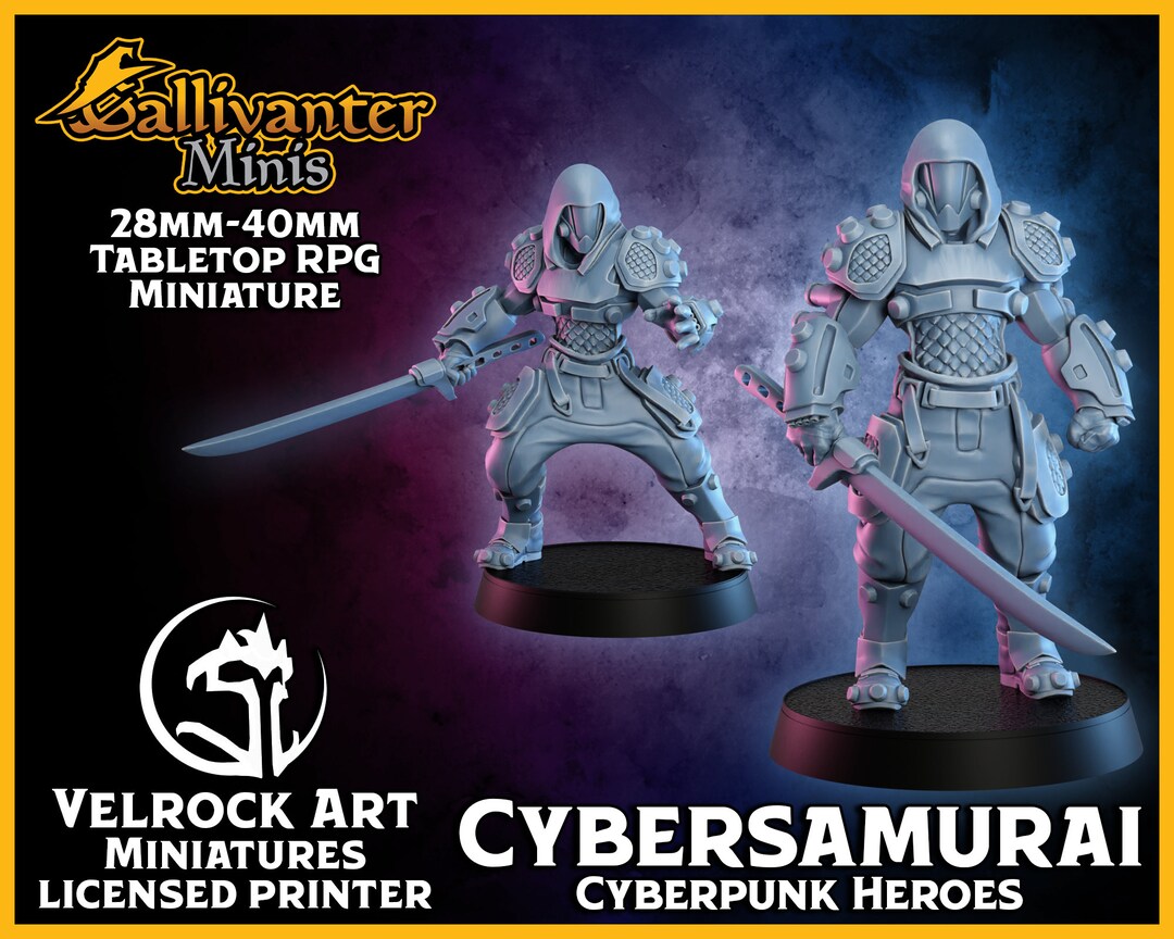 Cybersamurai Velrock Art Miniatures: Cyberpunk Heroes Vol.01 28mm 32mm ...