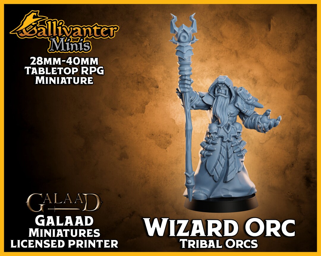 Wizard Orc Galaad Miniatures: Tribal Orcs 28mm 32mm 35mm 40mm Resin ...