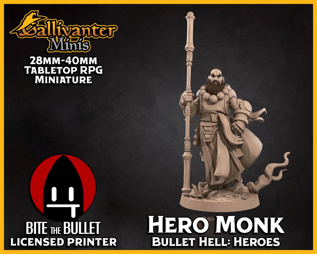 Hero Monk | Bite the Bullet: Bullet Hell Heroes | 28mm 32mm 35mm 40mm ...