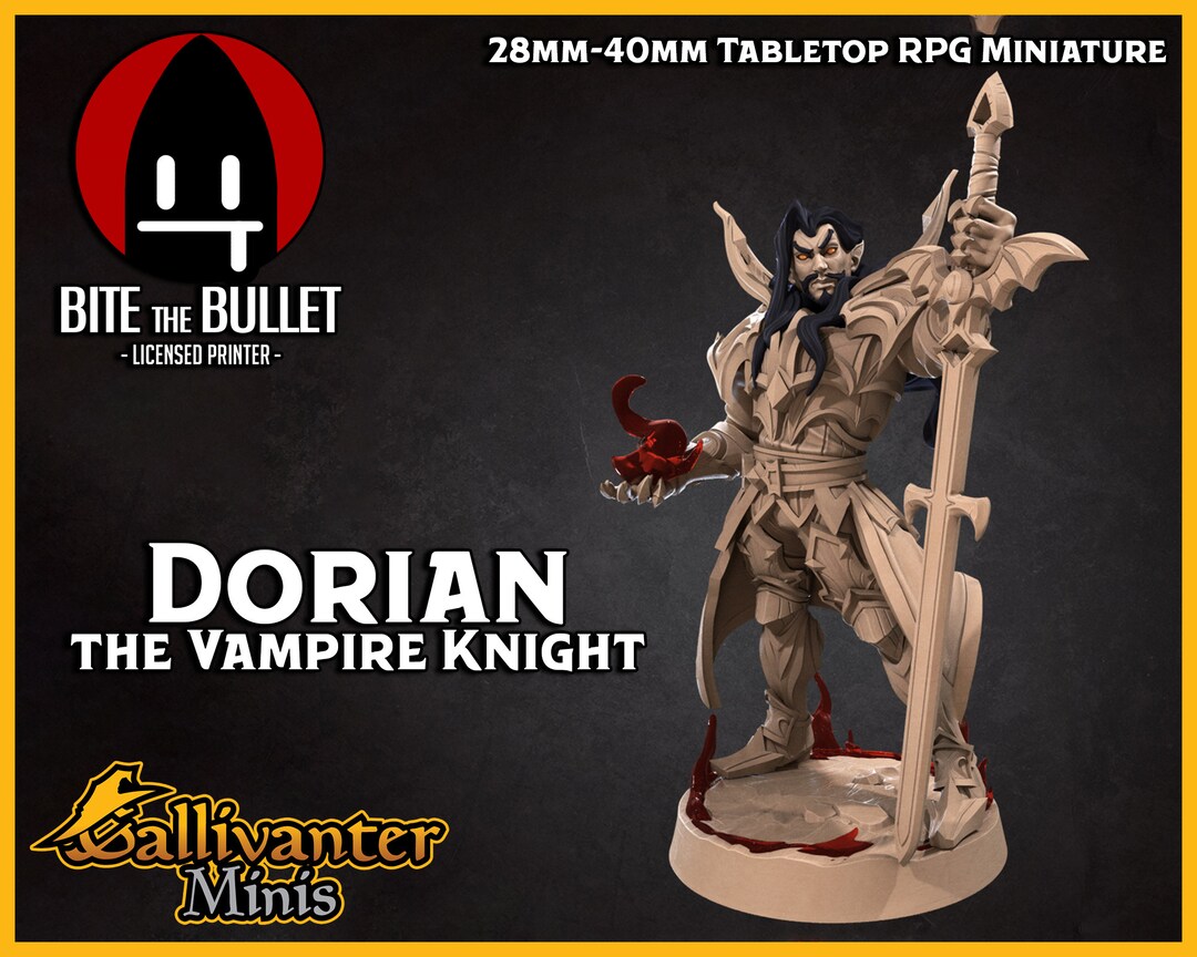 Dorian the Vampire Knight Bite the Bullet 28mm 32mm Dnd - Etsy