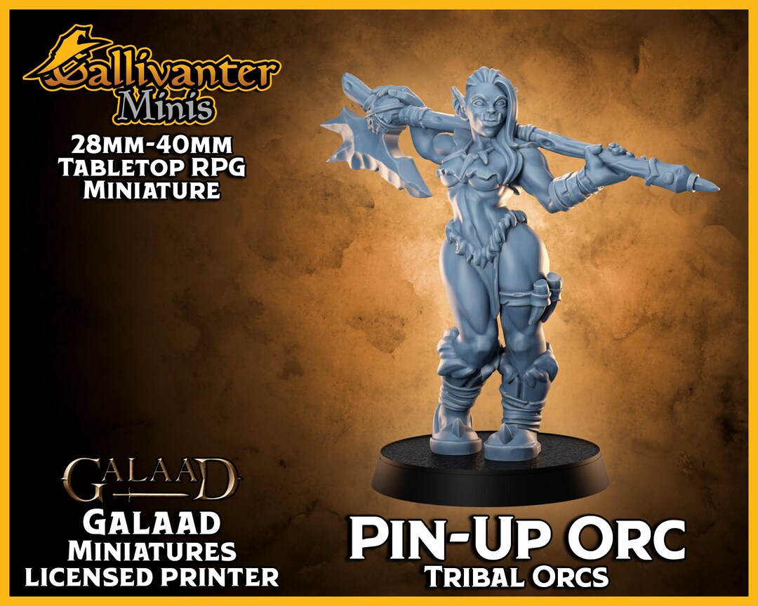 Pin-up Orc Galaad Miniatures: Tribal Orcs 28mm 32mm 35mm 40mm Resin ...