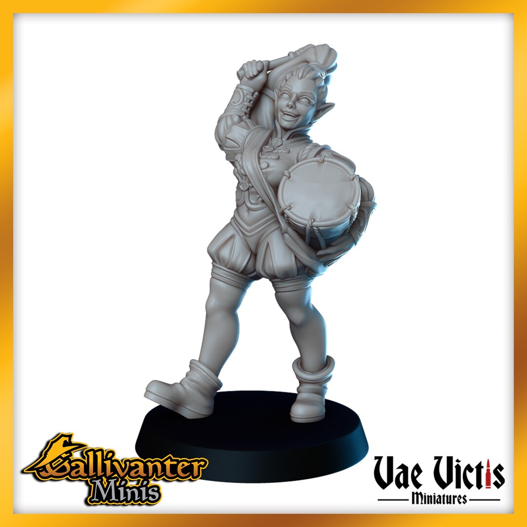 Elf Bard, W/ Drums Vae Victis Miniatures: the Itinerant Band 28mm 32mm 35mm 40mm Resin Gaming ...