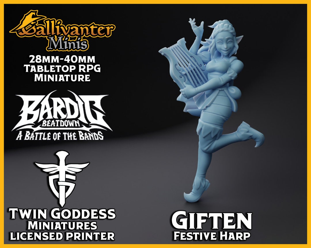 Giften, the Festive Elf Harp Player Twin Goddess Miniatures: Bardic ...