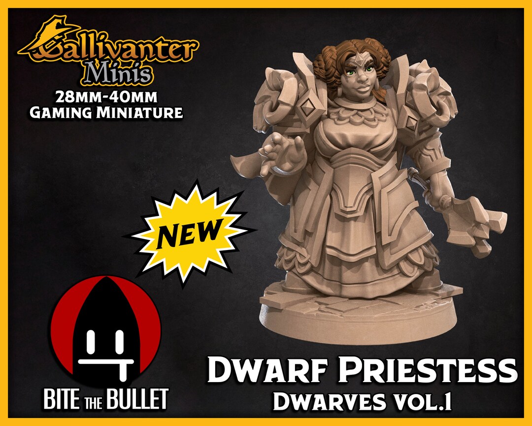Dwarf Priestess Bite the Bullet: Dwarves Vol.1 28mm 32mm 35mm 40mm ...