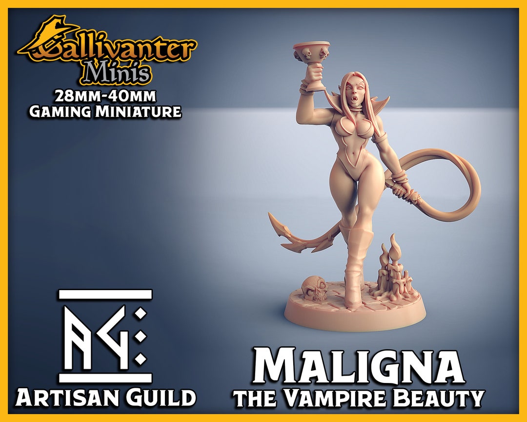 Maligna, the Vampire Beauty Pin-up | Artisan Guild: Vol.05 Soulless Vampires | 28mm 32mm 35mm ...