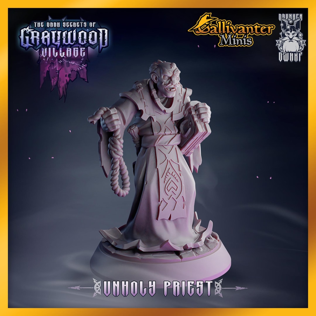 Unholy Priest Drunken Dwarf the Dark Secrets of Graywood Village 28mm ...