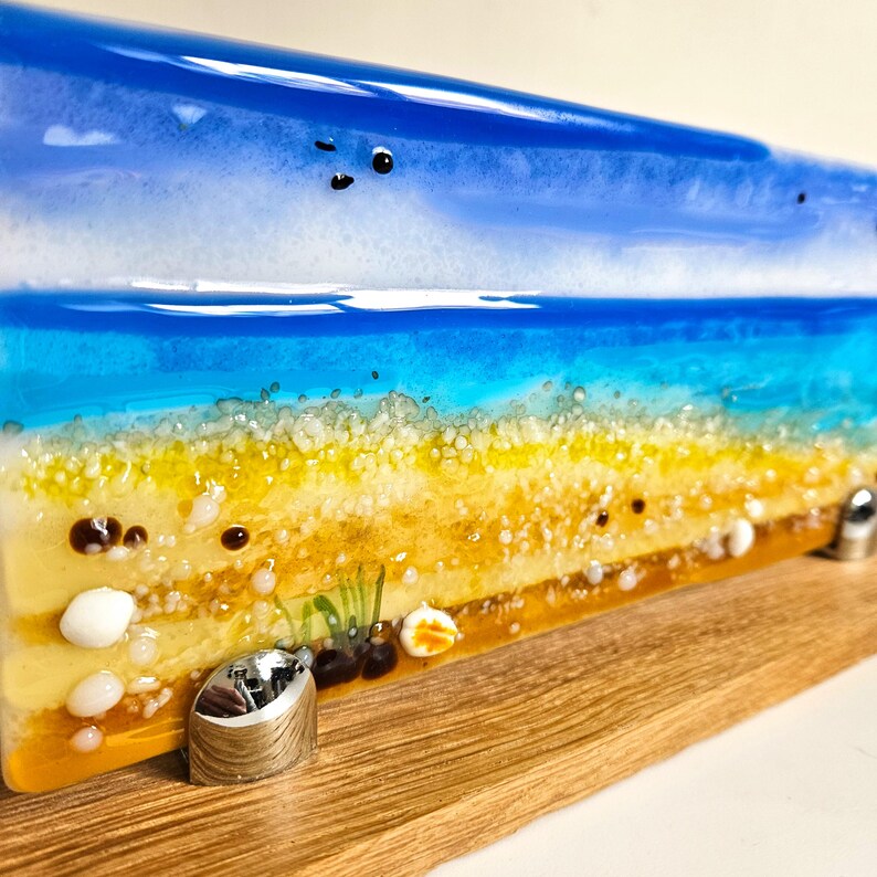 Beach Seascape L Fused Glass Panel - Etsy UK
