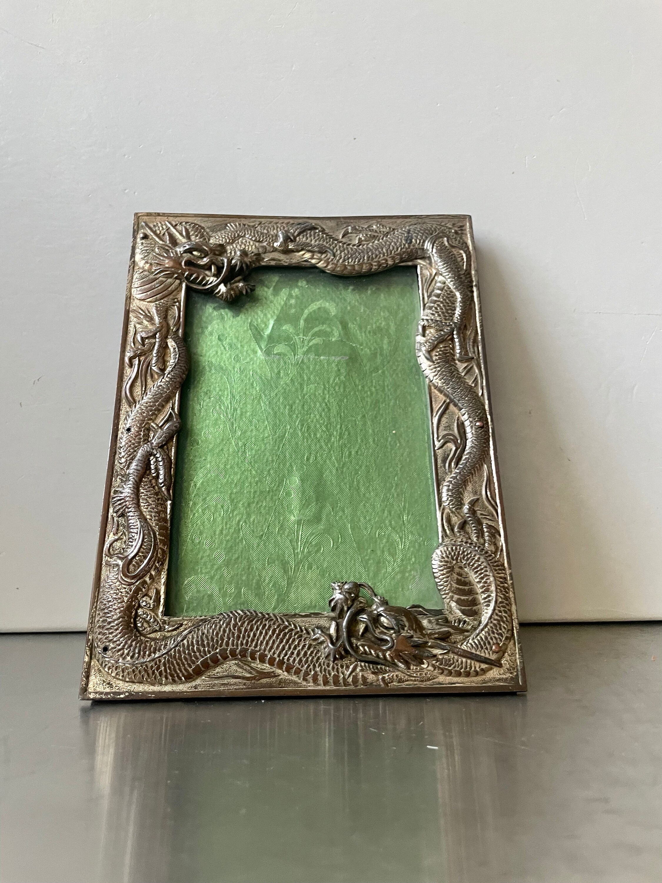 Antique Japanese Silver Plated Metal Picture Frame Dragon Relief - Etsy