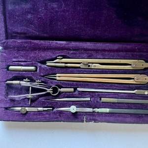 Antique GERMAN Drafting Box Compass Drafting Tools Drafting Compass Box ...