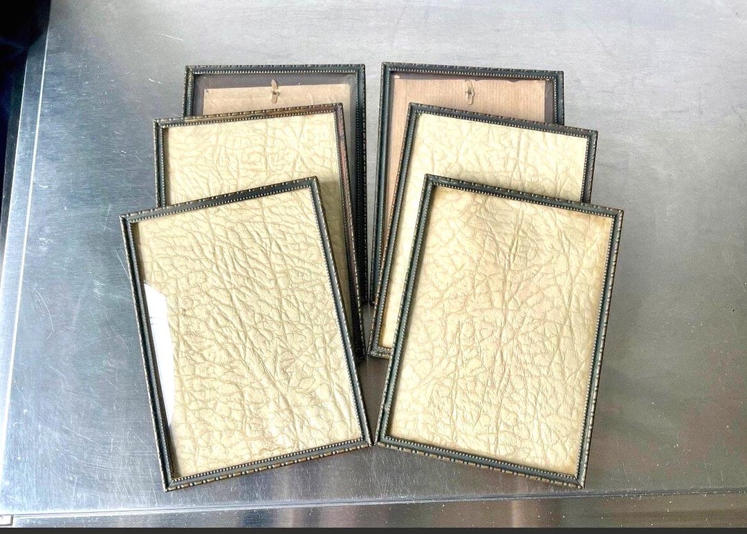 6 Antique Metal Frames Measurements of Each 15 Cm X 11 Cm Convex Glass ...