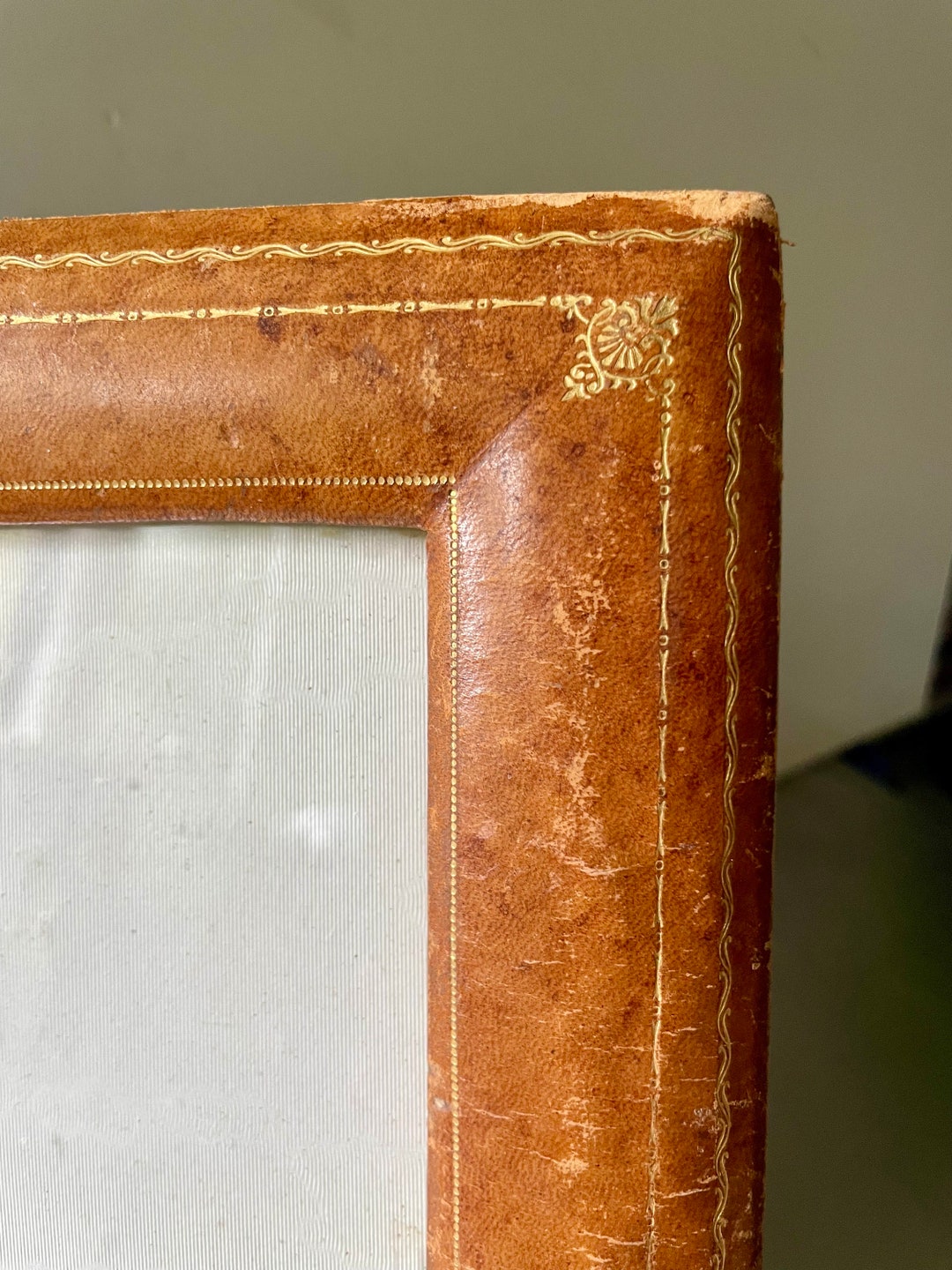 Antique LEATHER With Gilding Frame Measurements 31 Cm X 25 Cm - Etsy