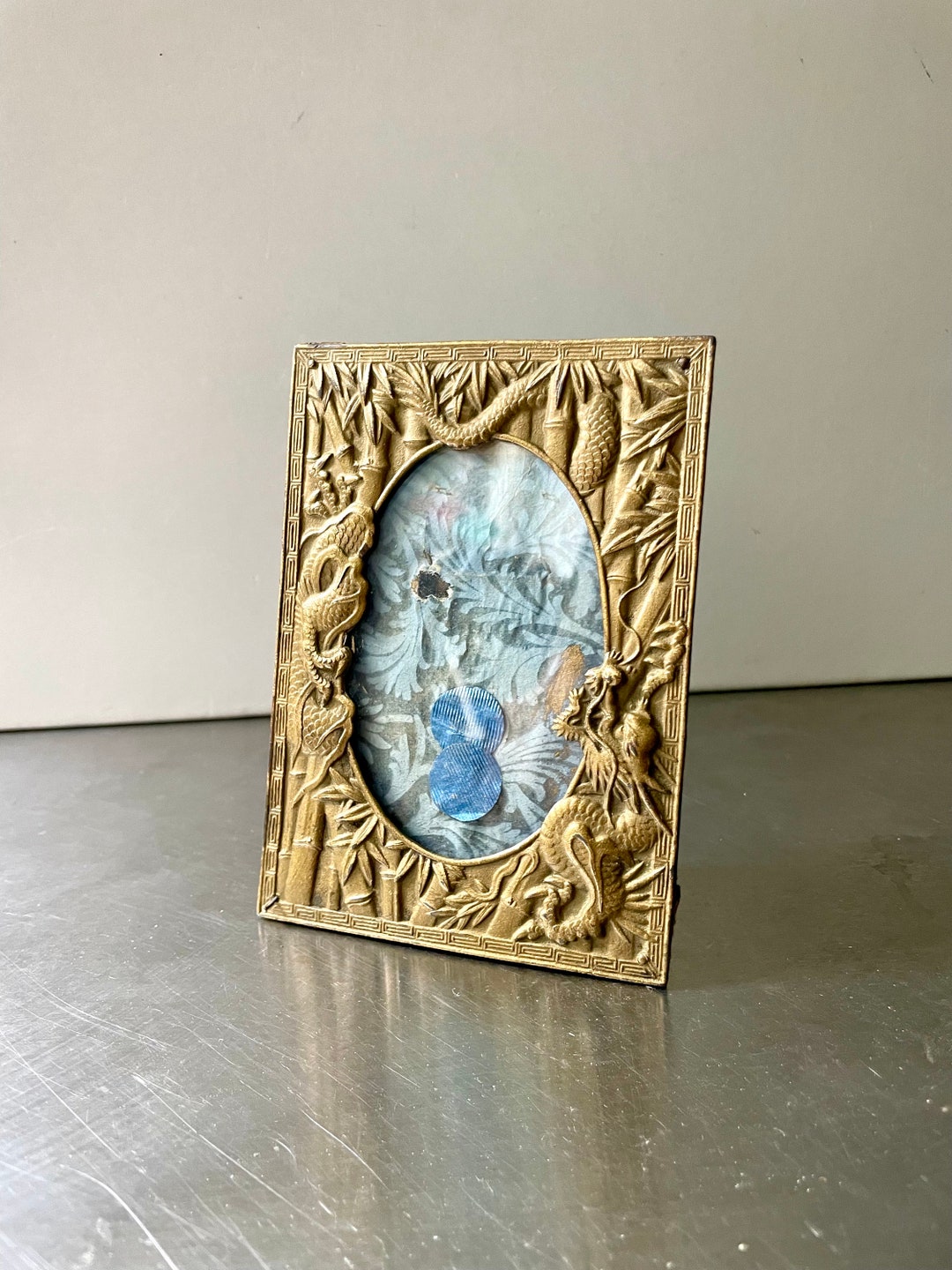 Antique Japanese Bronze Metal Picture Frame Dragon Relief - Etsy