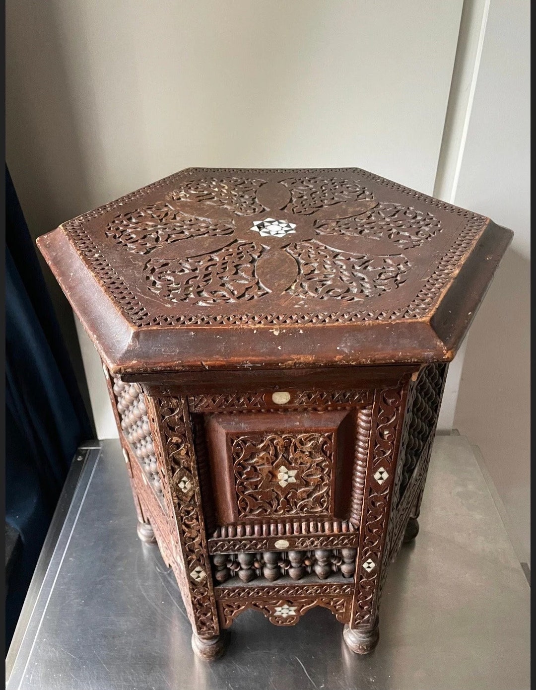 Antique Octagonal Ottoman Turkish Table With Inlays and Intricate ...