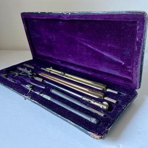 Antique GERMAN Drafting Box Compass Drafting Tools Drafting Compass Box ...