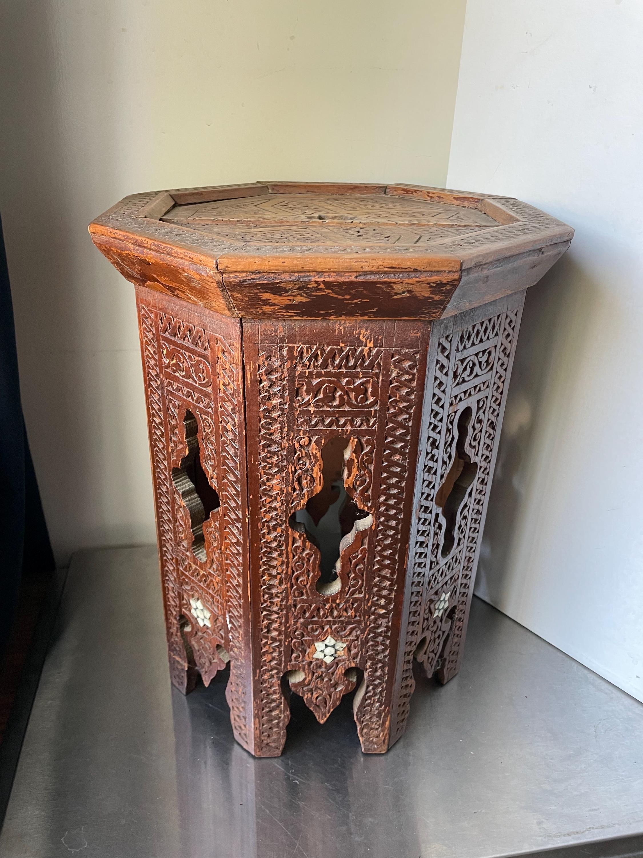 Antique Octagonal Ottoman Turkish Table With Inlays and Intricate ...