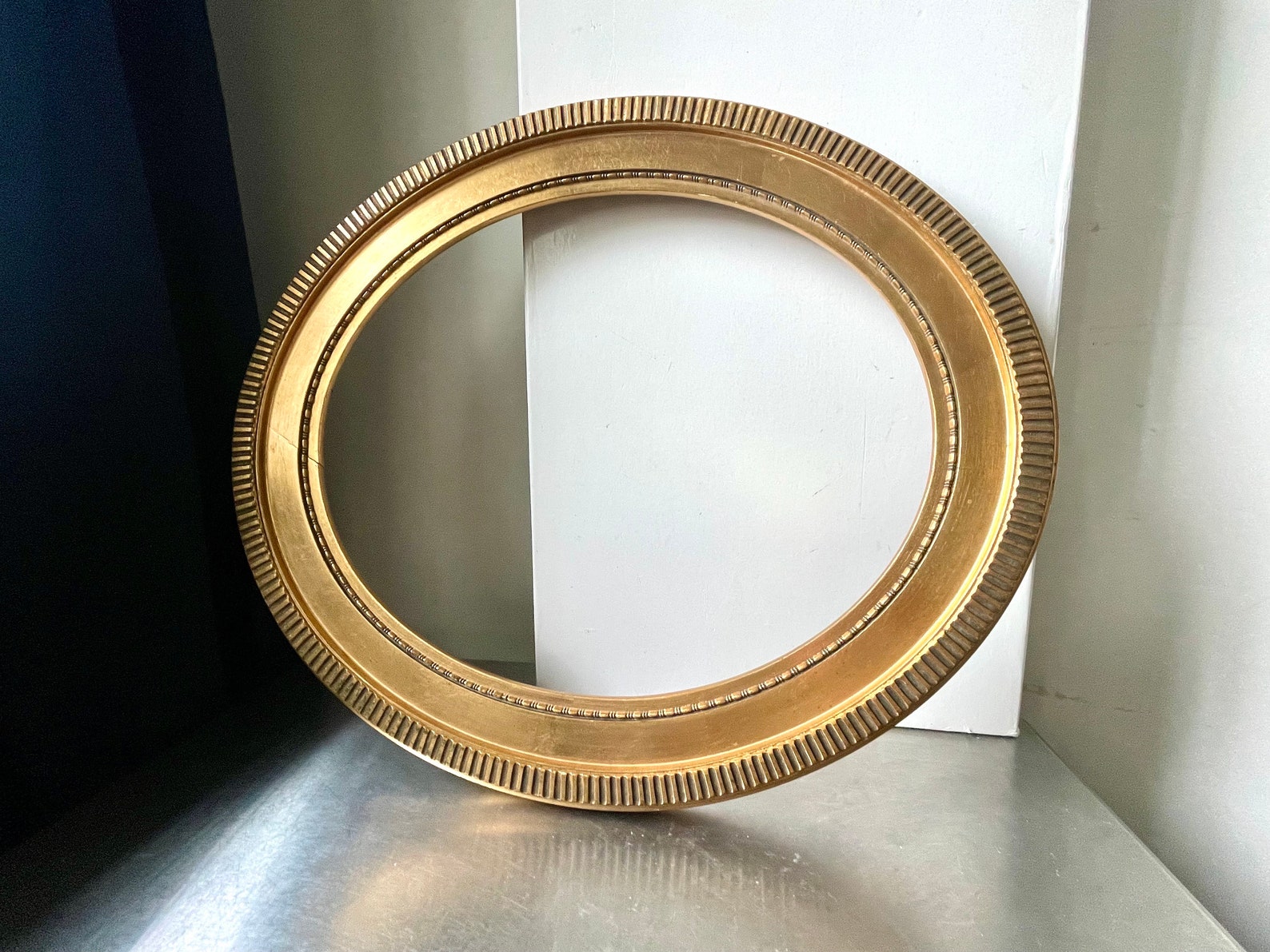 LARGE Antique Oval Frame Gilded Wood 46 Cm X 40 Cm - Etsy