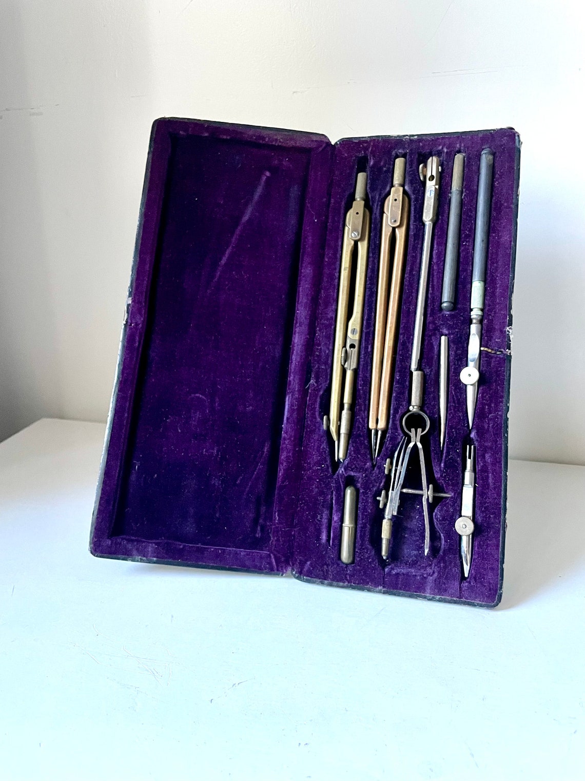 Antique GERMAN Drafting Box Compass Drafting Tools Drafting Compass Box ...
