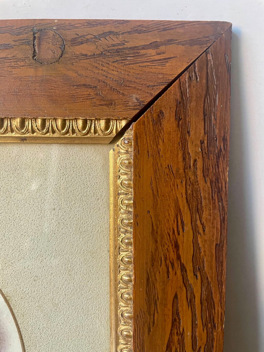 Antique Wooden Oak Frame Gilded Border 31 Cm X 28 Cm - Etsy
