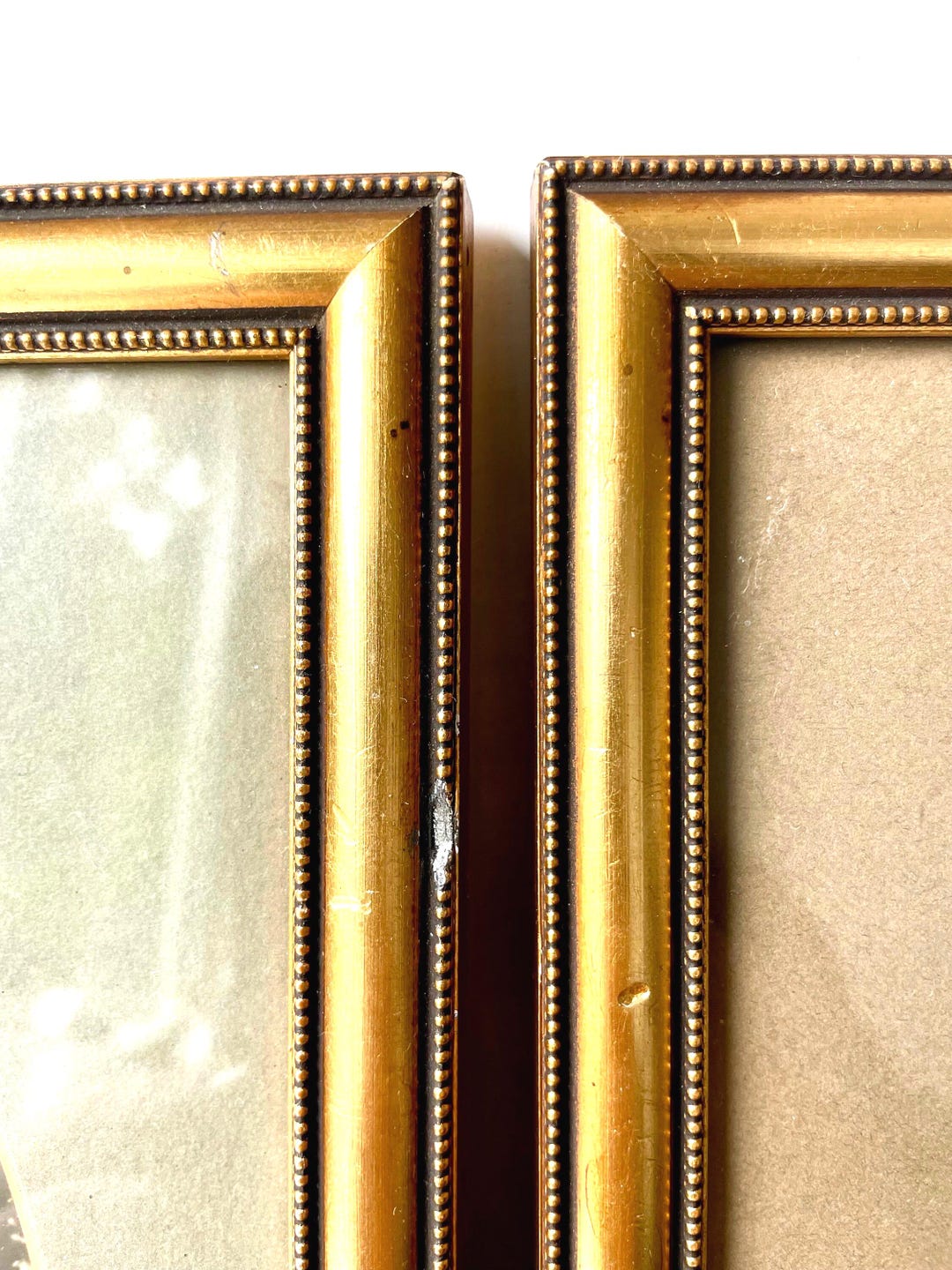 Pair of Antique Gilded Wooden Frames With Pearl Border - Etsy
