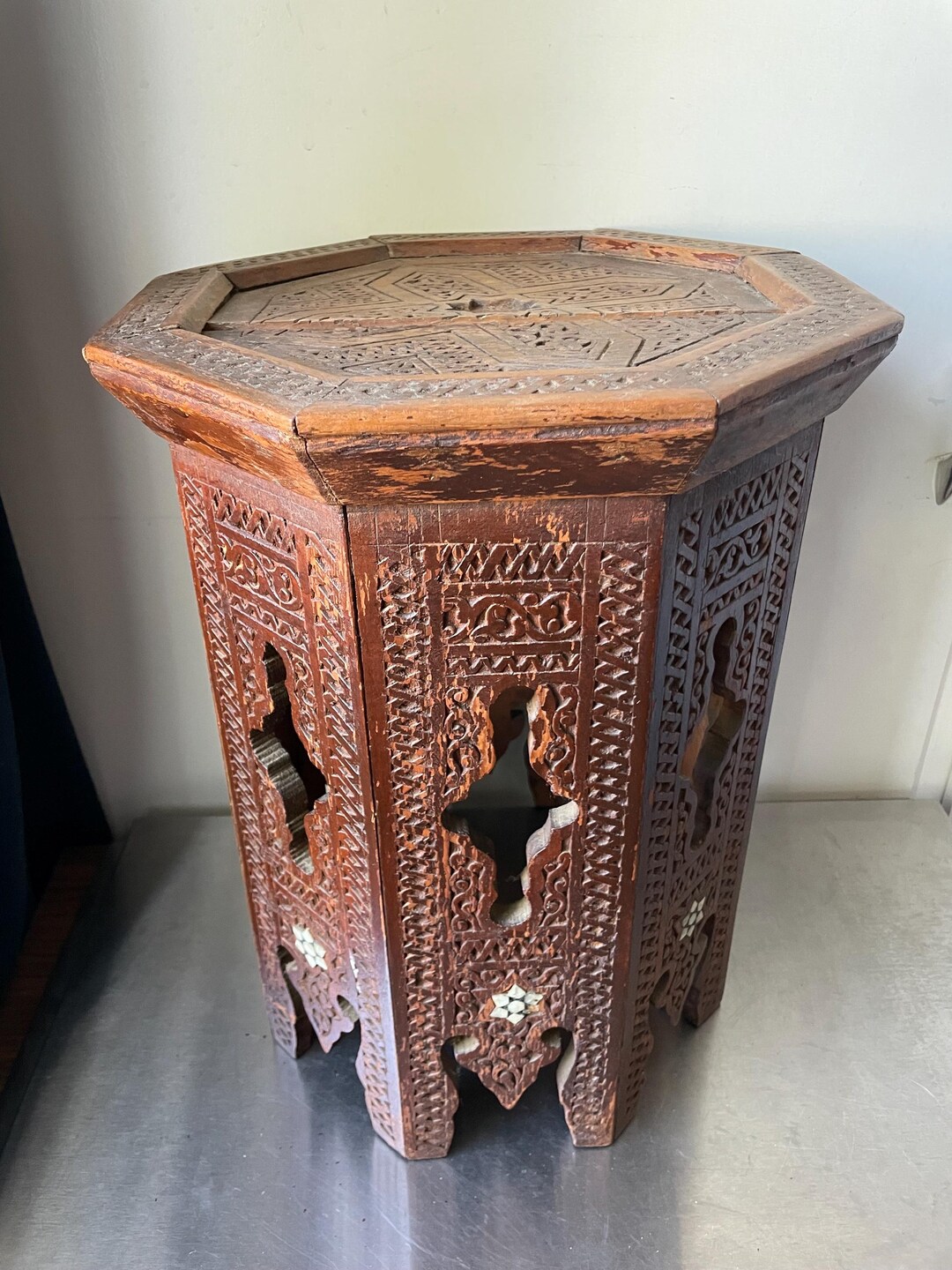 Antique Octagonal Ottoman Turkish Table With Inlays and Intricate ...