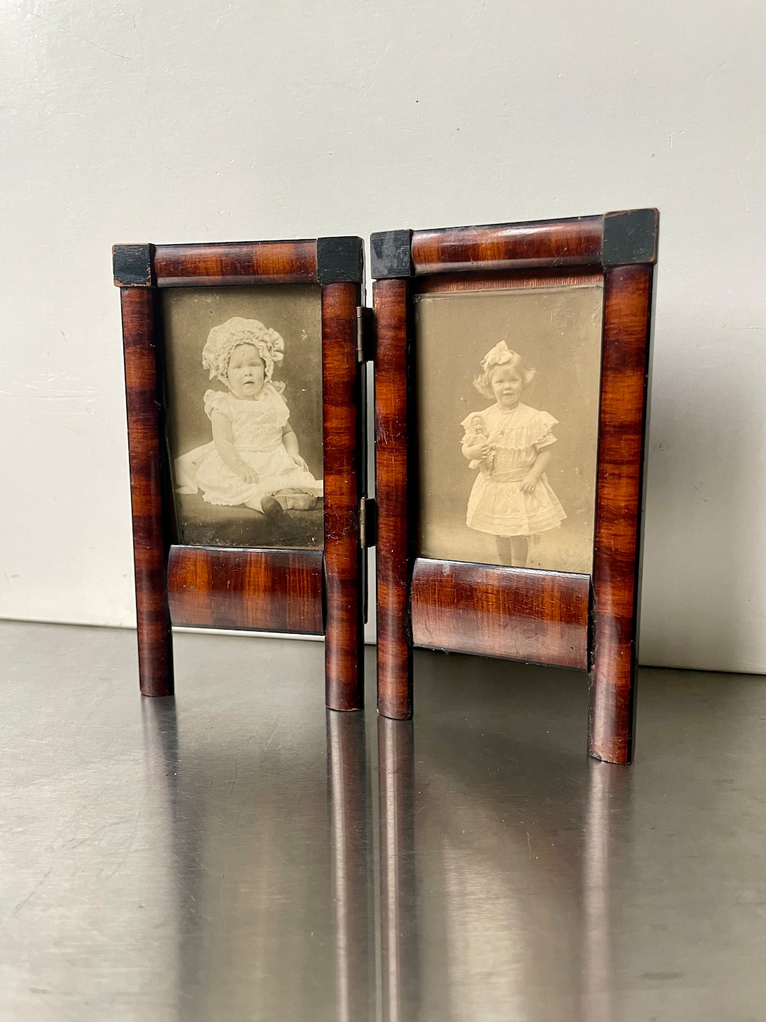 Antique Wooden Foldable Double Picture Frame - Etsy