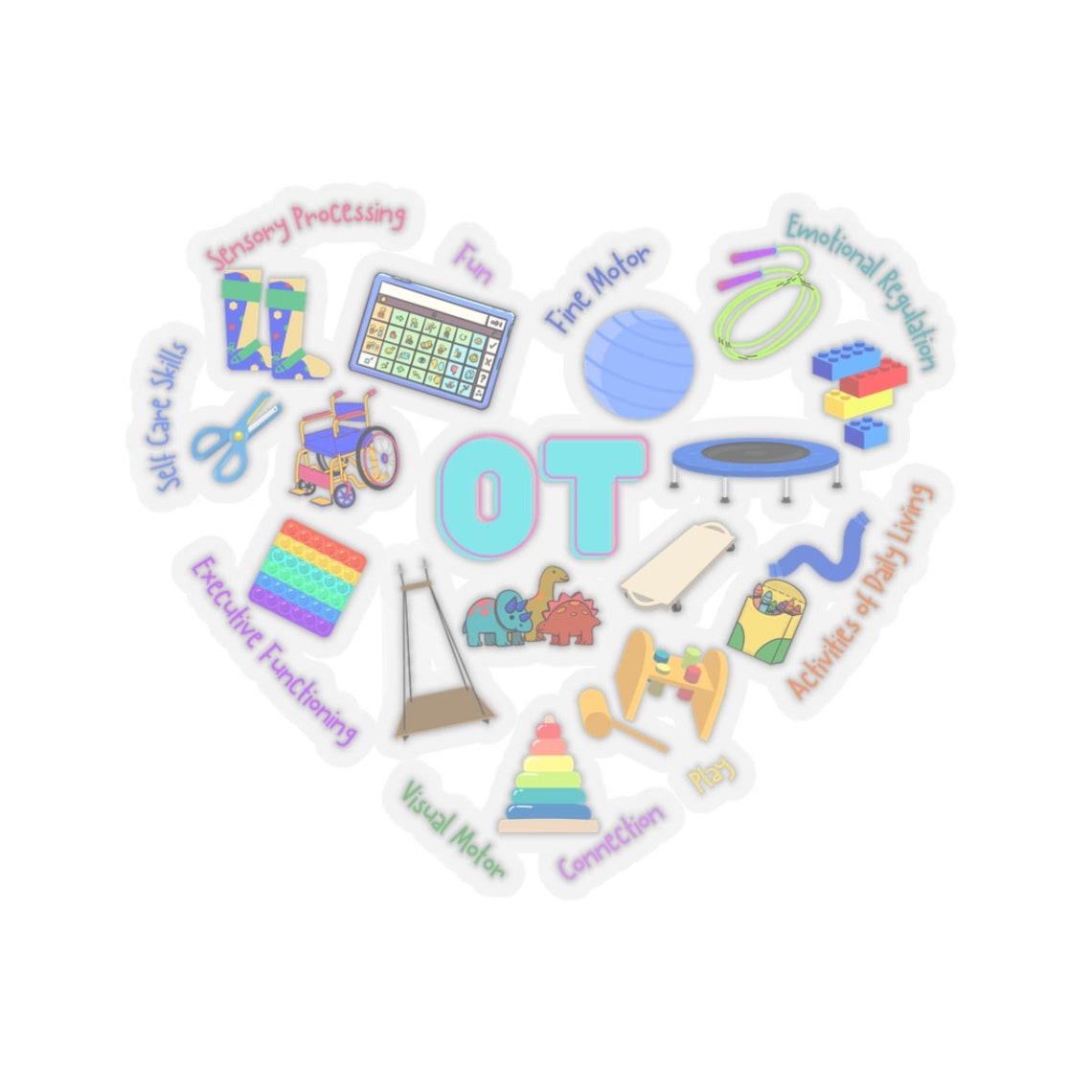 I Love All Things OT Sticker, Perfect for Occupational Therapists, New ...