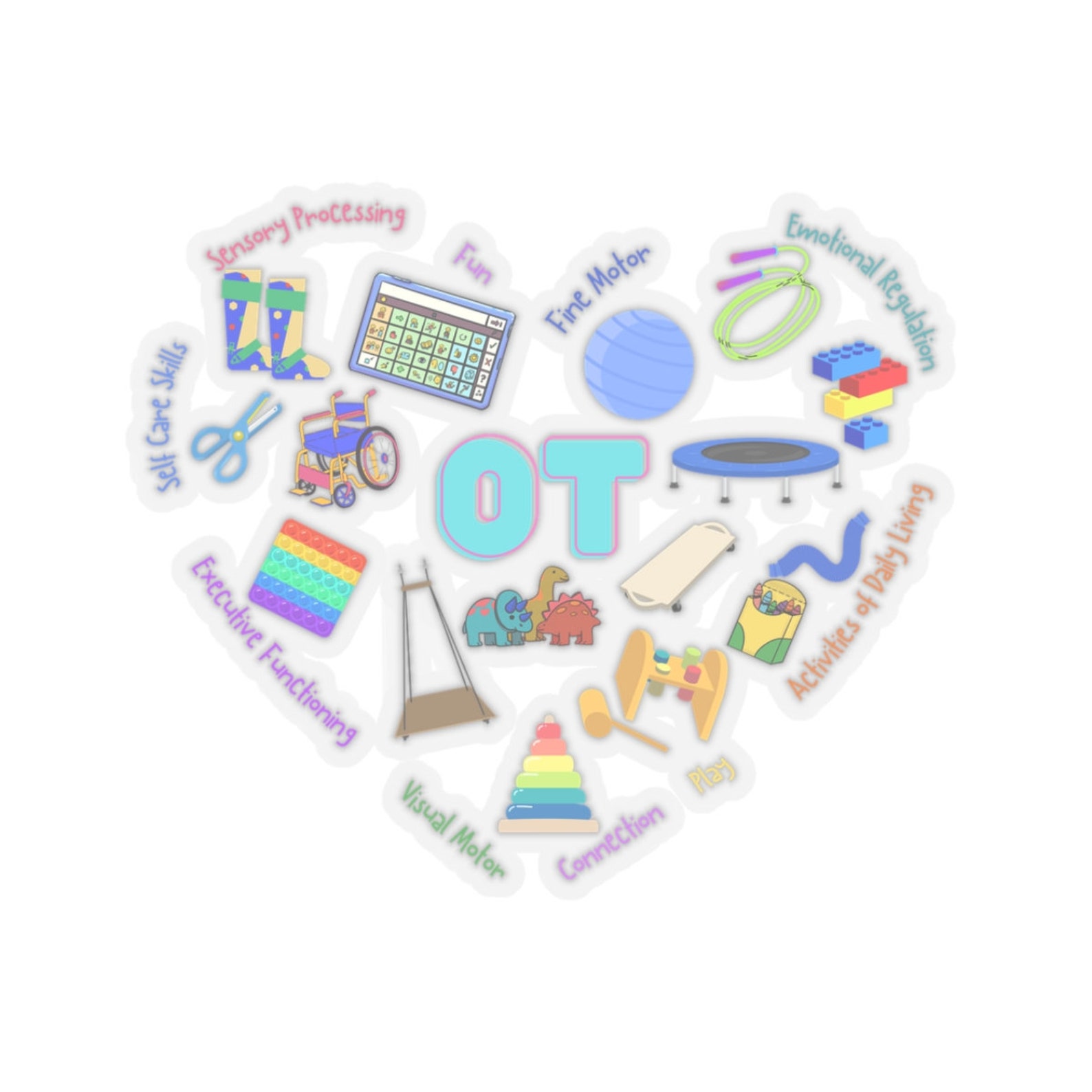 I Love All Things OT Sticker, Perfect for Occupational Therapists, New ...