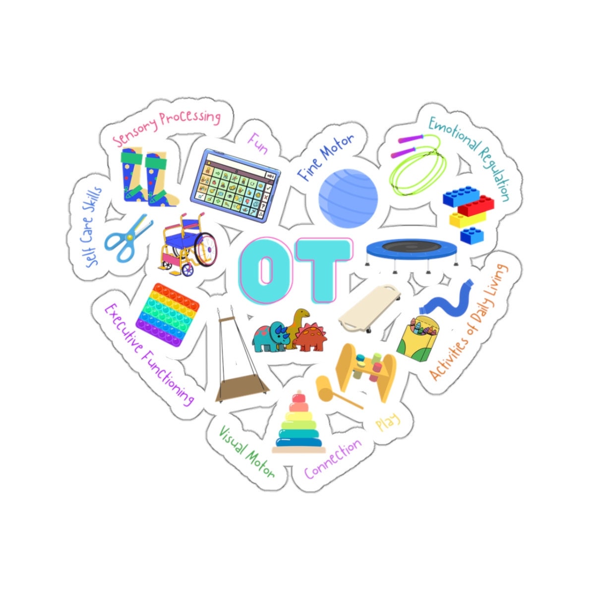 I Love All Things OT Sticker, Perfect for Occupational Therapists, New ...