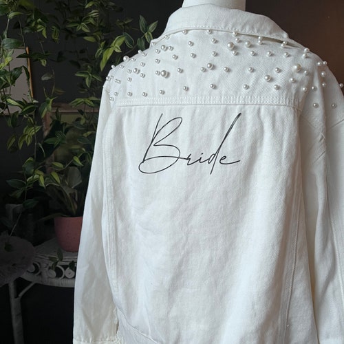 Custom White Denim Jacket Bride White Denim Custom Jean - Etsy