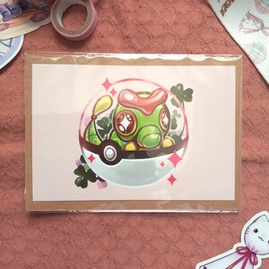 Caterpie Bug Pokemon Pokeball Art Print | 4 X 6 Inch Poster | Pink ...