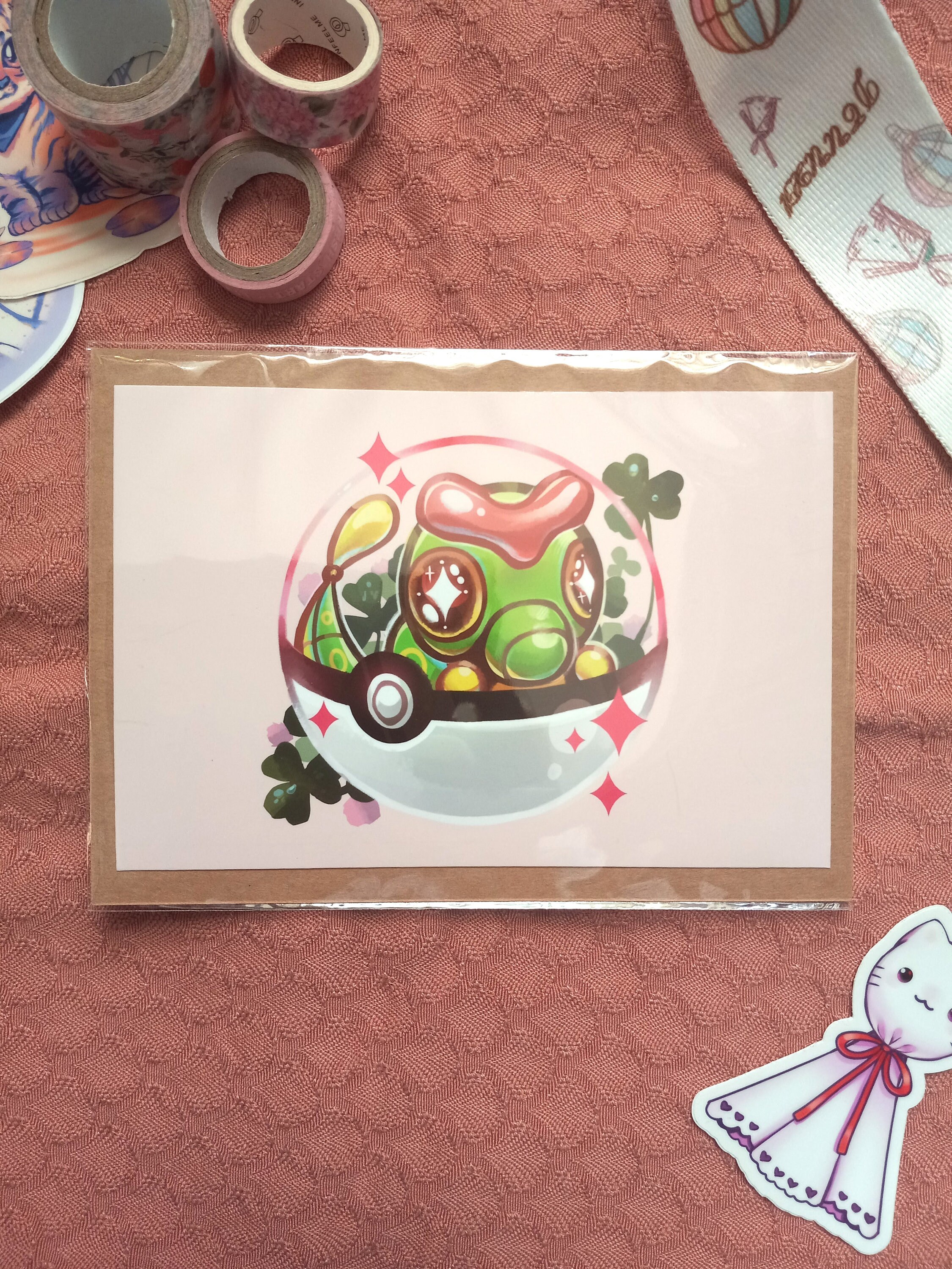 Caterpie Bug Pokemon Pokeball Art Print | 4 X 6 Inch Poster | Pink ...