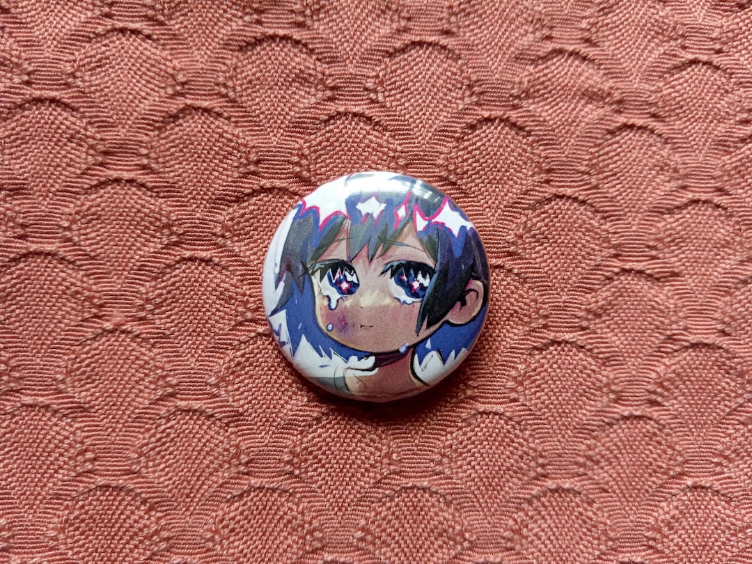 Crying Menhera Girl Button Badge Pin | 1.25" Circle Pinback | Anime ...