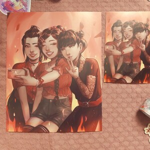 ATLA Azula Mai Ty Lee Art Print Fire Nation Girls Anime Illustration - Etsy