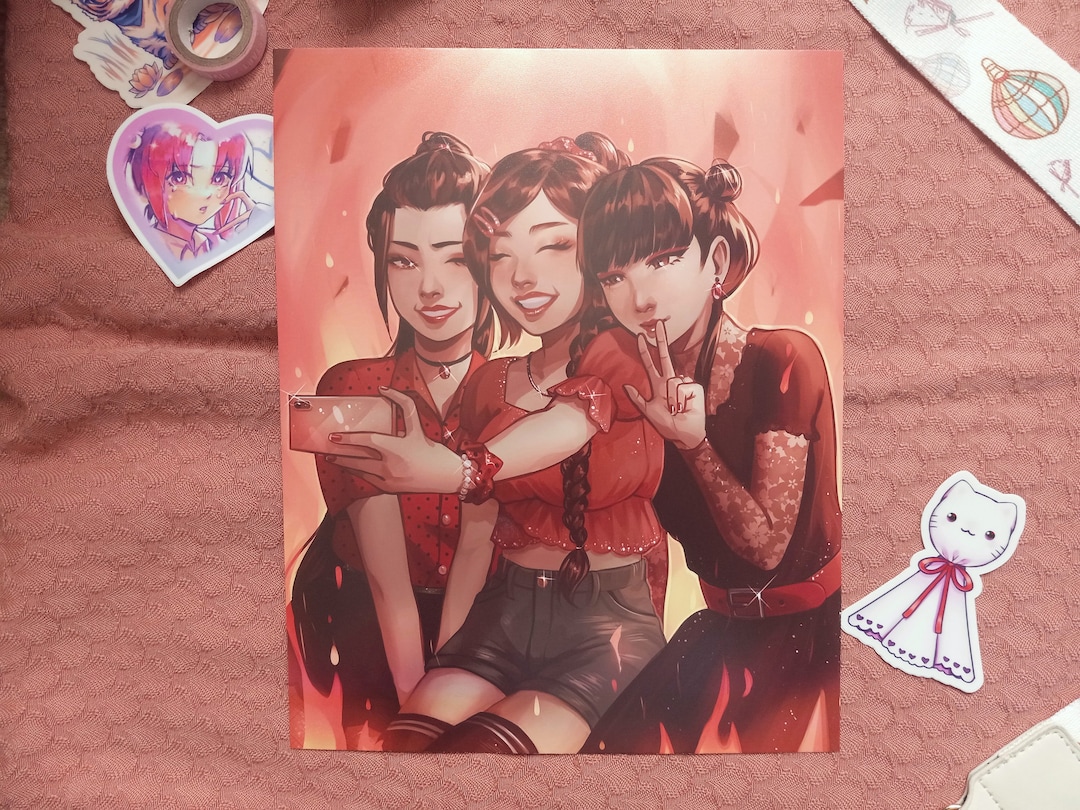 ATLA Azula Mai Ty Lee Art Print Fire Nation Girls Anime Illustration - Etsy