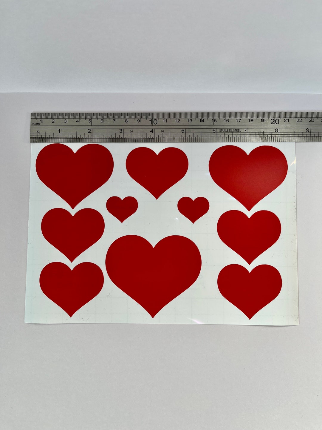 10 X Vinyl Heart Stickers Arts and Crafts, Note Books, Plastic Phone ...