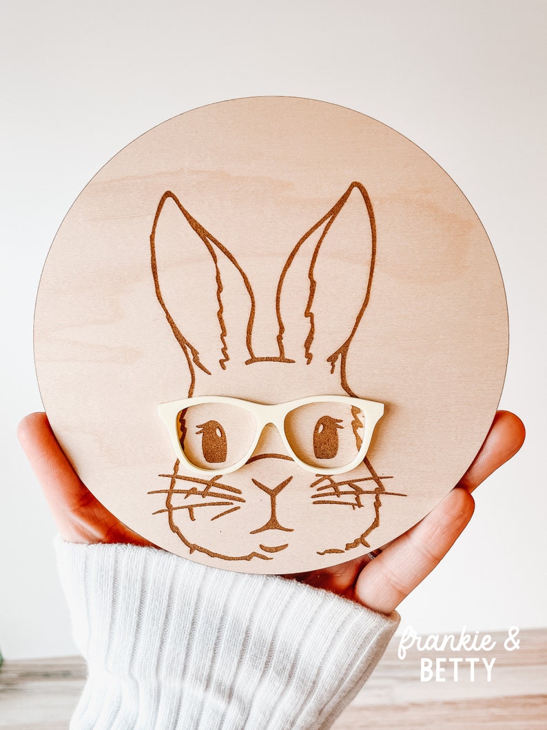 Bunny Sign Bunny Round Wood Sign Spring Decor Boho Bunny - Etsy