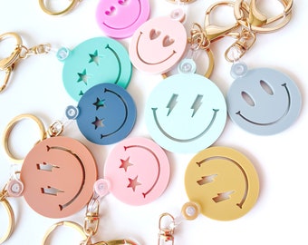 Happy Face Bag Tag Happy Face Backpack Tag Heart Eyes Happy - Etsy