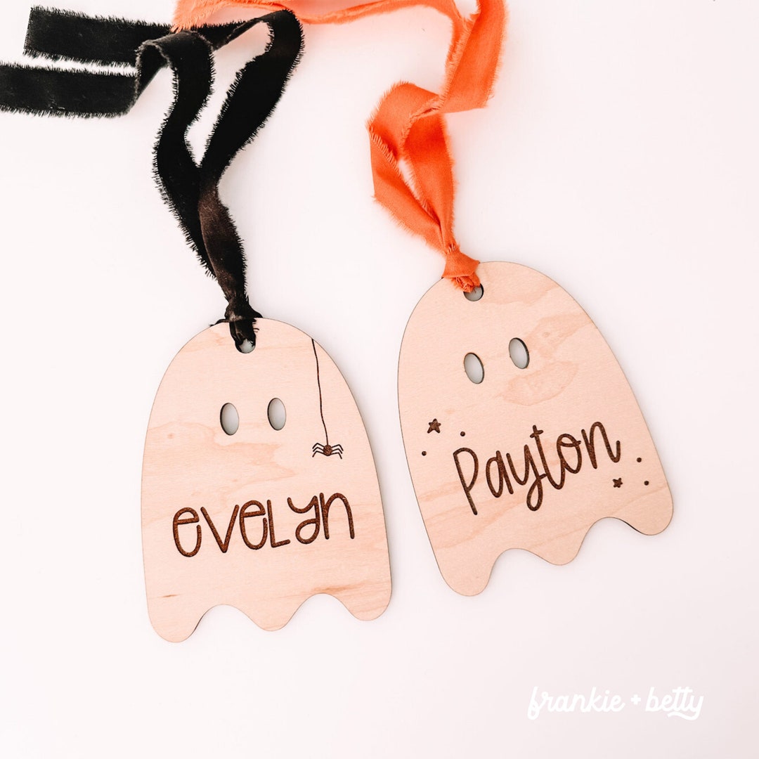 Personalized Halloween Ghost Bag Tags, Ghost Name Tags, Halloween ...