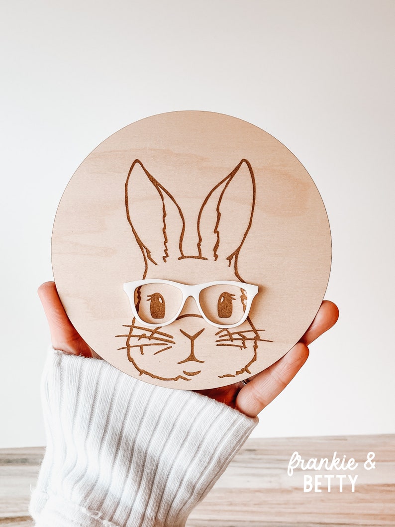 Bunny Sign Bunny Round Wood Sign Spring Decor Boho Bunny - Etsy